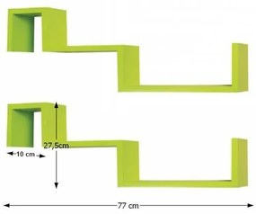 Sada 2 polic, MDF foliovaná, zelená, FRI NEW