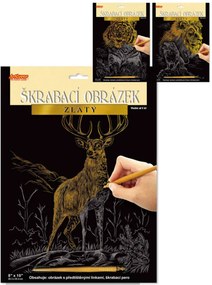 _Ostatní 1_ Obrázek vyškrabovací Zvířáta zlatý kreativní set se škrabacím perem 3 druhy 22988752