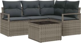 Set pohovek 5 ks Světle šedá polyratan 3355038