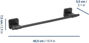 Matně černý držák na ručníky bez vrtání Turbo-loc z nerezové oceli Porto – Wenko