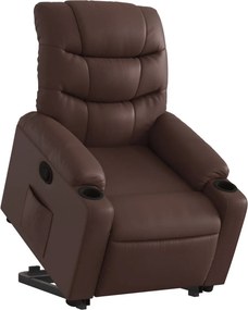 Zvedací polohovací křeslo hnědé umělá kůže 3206601
