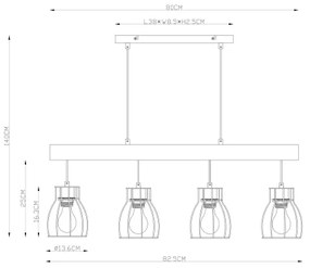Globo 15326-4N - Lustr na lanku MINA 4xE27/40W/230V