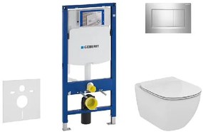 Geberit Duofix - Modul pro závěsné WC s tlačítkem Sigma30, lesklý chrom/chrom mat + Ideal Standard Tesi - WC a sedátko, Aquablade, SoftClose 111.300.00.5 NU6