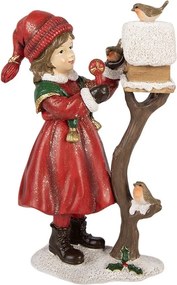 Kouzelná vánoční dekorace děvče u krmítka s ptáčky - 13*7*19 cm