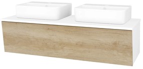 Dřevojas Koupelnová skříň INVENCE SZZ 125 (2 umyvadla Joy 3) Varianta: L01 Bílá vysoký lesk / D05 Oregon