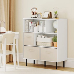 Costway 6-Cube knihovna s 3 odnímatelnými skládacími látkovými zásuvkami 3-Tier