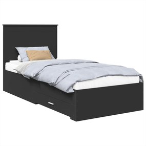 Rám postele Černá a stříbrná 75 x 190 cm Kompozitní dřevo 3409713