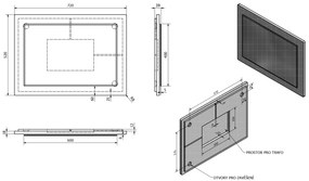Sapho MITRA zrcadlo v rámu 720x520x40mm, bílá MT191