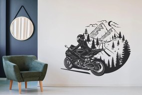 Lepy.cz Samolepka na zeď Motorkářka Velikost (šířka x výška): 95x75cm, Barevná varianta: Bílá