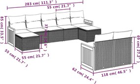 9dílná zahradní sedací souprava s polštáři černá polyratan 3228080