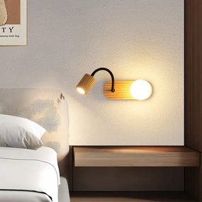 Brilagi - Nástěnná lampa MODERN WOOD 1xG9/5W/230V + 1xGU10/8W kaučukovník