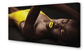 Obrazy na plátně Žena žlutá ústa 125x50 cm