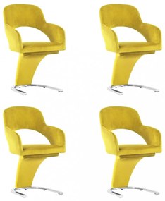 Jídelní židle 4 ks samet / chrom Dekorhome Žlutá