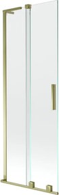 Mexen Velar L, 2-křídlová posuvná vanová zástěna 75 x 150 cm, 8mm čiré sklo, zlatý lesklý profil, 896-075-003-01-50