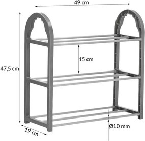 Botník 3 police SPRINGOS HA2011 šedý