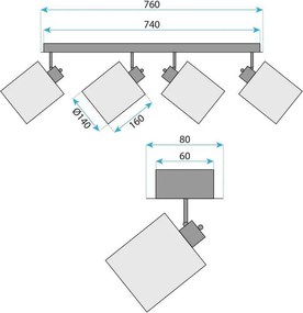 Toolight Toolight, stropní svítidlo 4xE27 APP1825-4W, černá-hnědá, OSW-00624