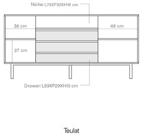 Komoda arista 4 dvéřová černá 78 x 165 MUZZA