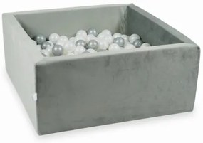 Mimii Suchý bazének + 400 ks kuliček hranatý, samet šedá Rozměr: 90x90x40 cm