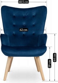 Křeslo Hatren Velvet, modrá