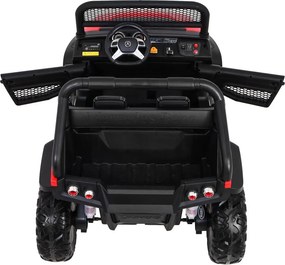 Ramiz Mercedes Benz Unimog elektrické autíčko pro děti červené + pohon 4x4 + dálkové ovládání + nosič zavazadel + pomalý start + MP3 + LED