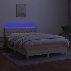 Box spring postel s matrací a LED krémová 140x190 cm textil 3133954