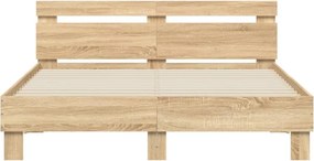 Rám postele s čelem a LED osvětlením dub sonoma 150 x 200 cm 3207541
