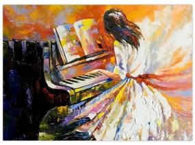 Obraz - Žena hrající na piáno (70x50 cm)