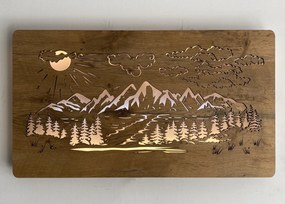 Li-Go "Hory" světelný obraz s baterií 80x45cm varianta ovládání: manuál/pohybové čidlo, provedení povrchu: černá s patinou