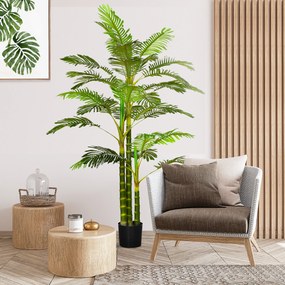 Umělá palma HOMCOM 190 cm, umělá rostlina v květináči, plastová umělá palma, dekorativní umělá rostlina do obývacího pokoje, ložnice, kanceláře nebo …
