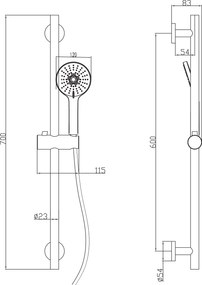 Sapho sprchová souprava posuvný držák ruční sprchy 70 cm černá SC515