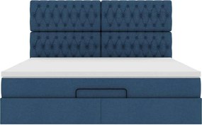Osmanský rám postele s matrací modrá 180x200cm textil 3313264