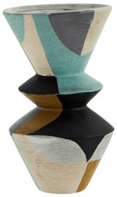 MADAM STOLTZ Dekorativní váza Terracotta 25,5 cm, modrá barva, multi barva, keramika