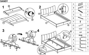 SANDY postel čalouněná bílá