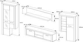 VerDesign MONIKA velká obývací stěna, dub tabako-matera