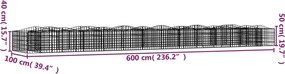 vidaXL Klenutý gabion vyvýšený záhon 600x100x50 cm pozinkované železo [153552]