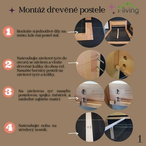 Dubová postel Mono Klasik 4 cm masiv rustik - olej Barique