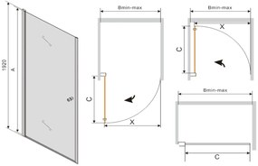 Sprchové dveře MEXEN PRETORIA 75 cm