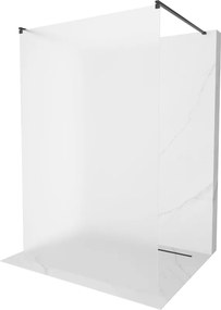 Mexen Kioto, průchozí sprchová zástěna 110 x 200 cm, 8mm sklo námraza, 2x černá stabilizační rozpěra, 800-110-002-70-30