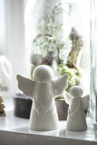 IB LAURSEN Porcelánový anděl Angel Star 10 cm, bílá barva, porcelán