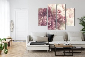 Vícedílný obraz Pivoňky V Odstínech Růžové Nedostatek Nedostatek Přírodní plátno 80x60
