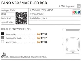 Stropní LED světlo Fano S 30 Smart tmavě šedá