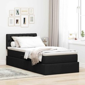 Postel s úložným prostorem a matrací Černá 90 x 190 cm Samet 3370541