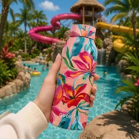 Quokka Solid tropical bloom / Nerezová termoláhev / 510 ml / dvouplášť