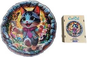 SPARKYS Dřevěné puzzle Stylová kočka / Dřevo / 13 × 17 cm