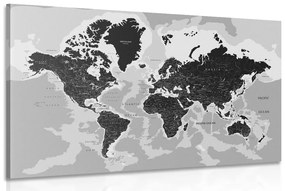 Obraz moderní černobílá mapa - 120x80 cm