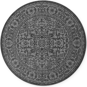 NORTHRUGS, Kusový koberec Duet Kona 106248 Black/White kruh - na ven i na doma, 160x160 (průměr) kruh, černobílá, chodba / předsíň