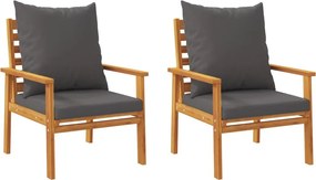 vidaXL Zahradní židle 2 ks s poduškou masivní akáciové dřevo [366376]