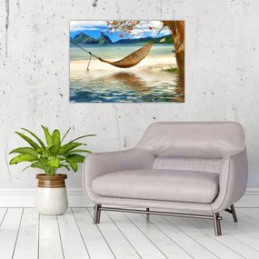 Skleněný obraz - Relax na pláži (70x50 cm)