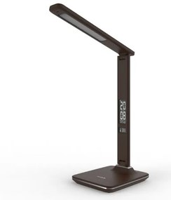 Kožená stmívatelná LED stolní lampa s displejem 6W 350lm, měnitelná barva světla, hnědá
