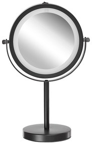 Kosmetické zrcátko s LED osvětlením ø 17 cm černé TUCHAN Beliani